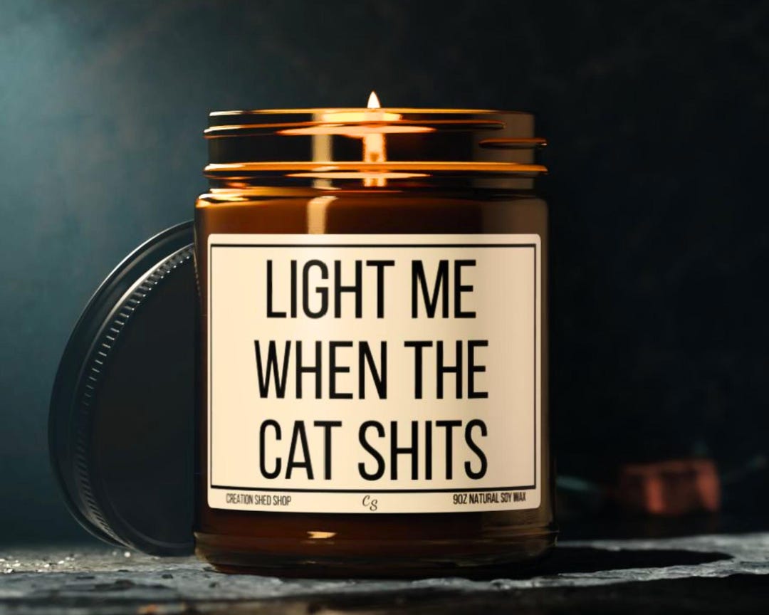 Funny Cat Candle Light Me When the Cat Shits, Custom Present for Cat ...