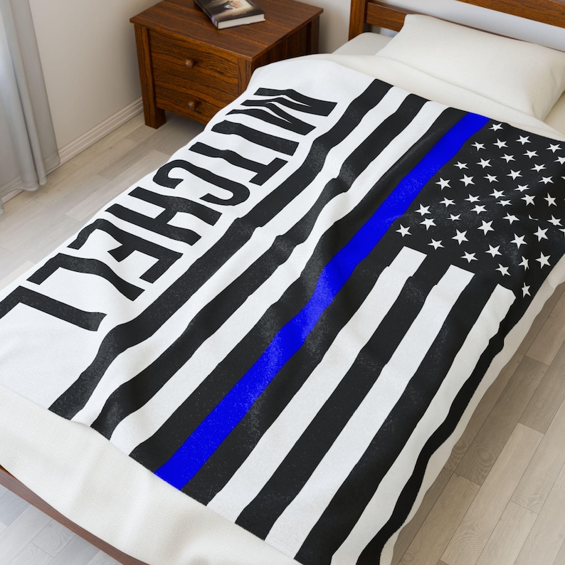 Personalized Thin Blue Line Blanket, Custom Police Blanket, Customized ...