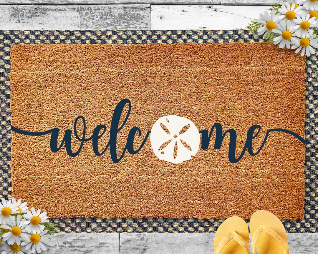 Beach Welcome Doormat Outdoor Summer Doormat Sand Dollar Decor Beach ...