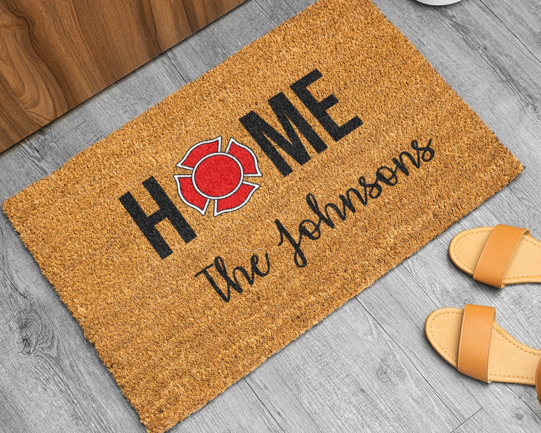 Firefighter Family Name, Home Firefighter Doormat, Custom Last Name ...