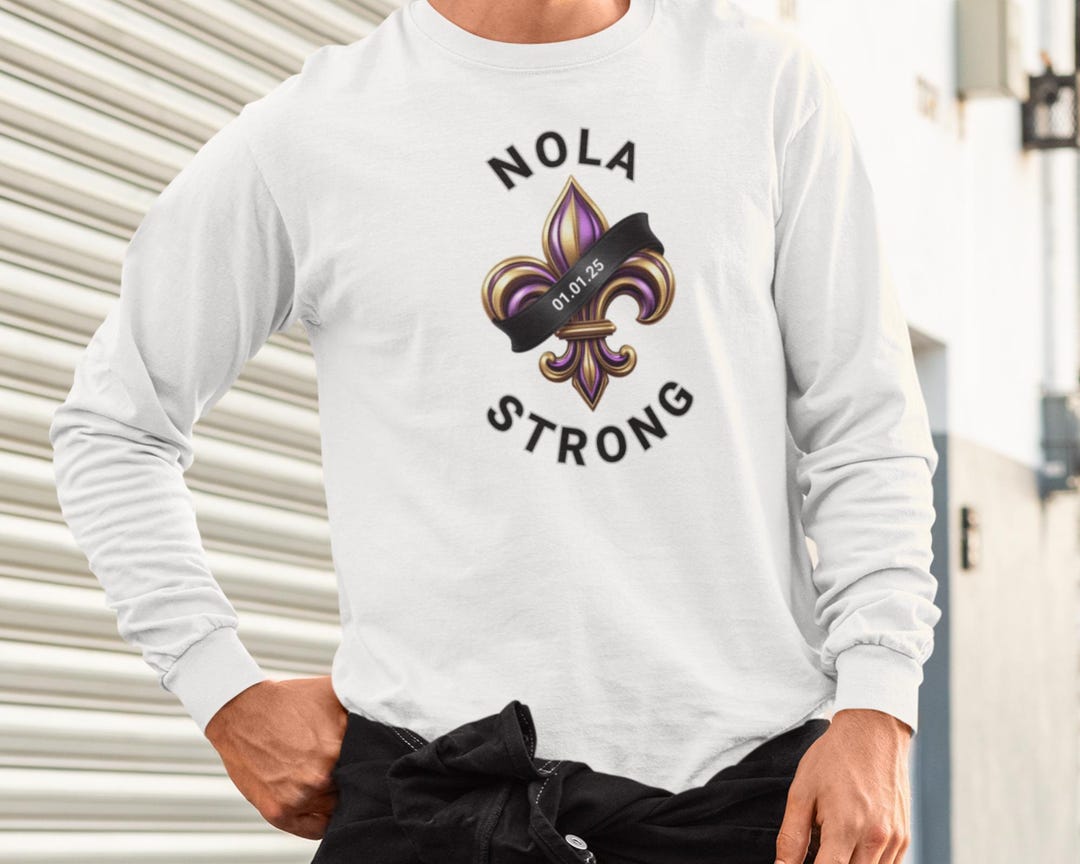 Nola Strong Long Sleeve Tee Shirt, New Orleans Mardi Gras Long Sleeve ...