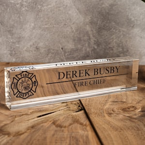Fireman Desk Name Plate, Fireman Gift, Fire Fighter Gifts, Fire Chief ...