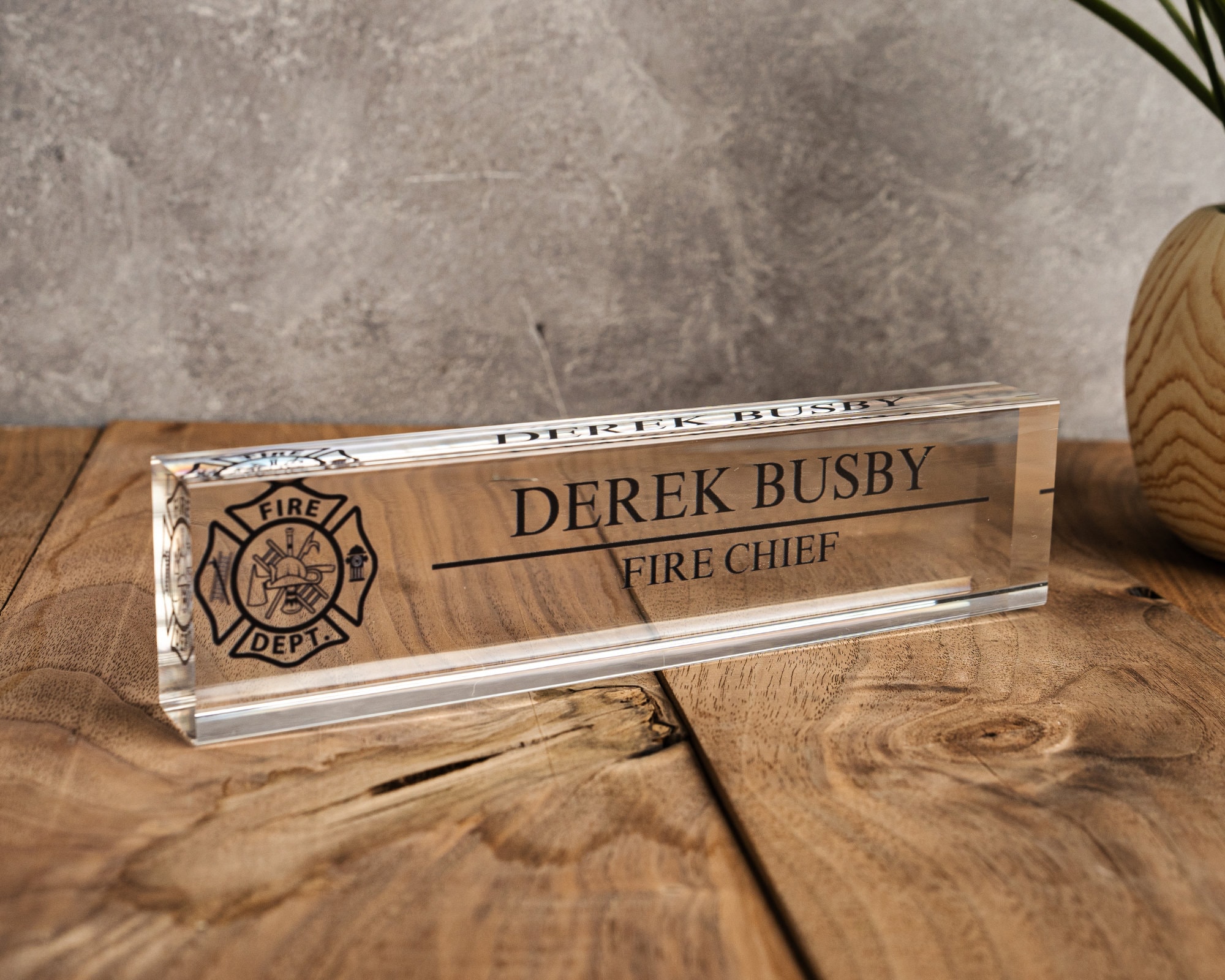 Fireman Desk Name Plate, Fireman Gift, Fire Fighter Gifts, Fire Chief ...