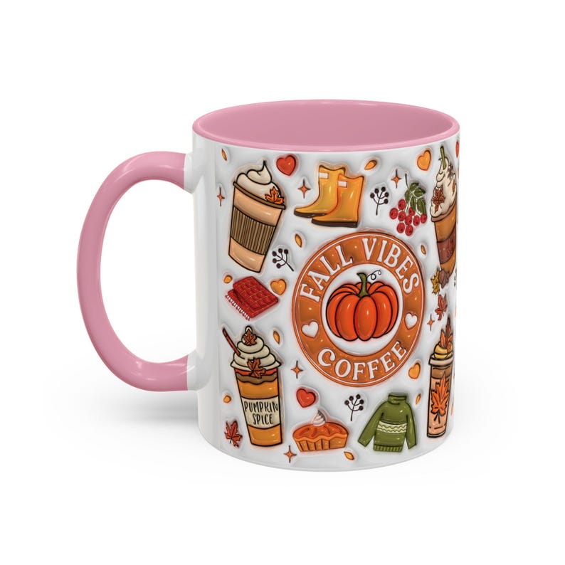 Fall Vibes Mug, Fall 2D Puff Coffee Mug, Autumn Pumpkin Mug, Pumpkin ...