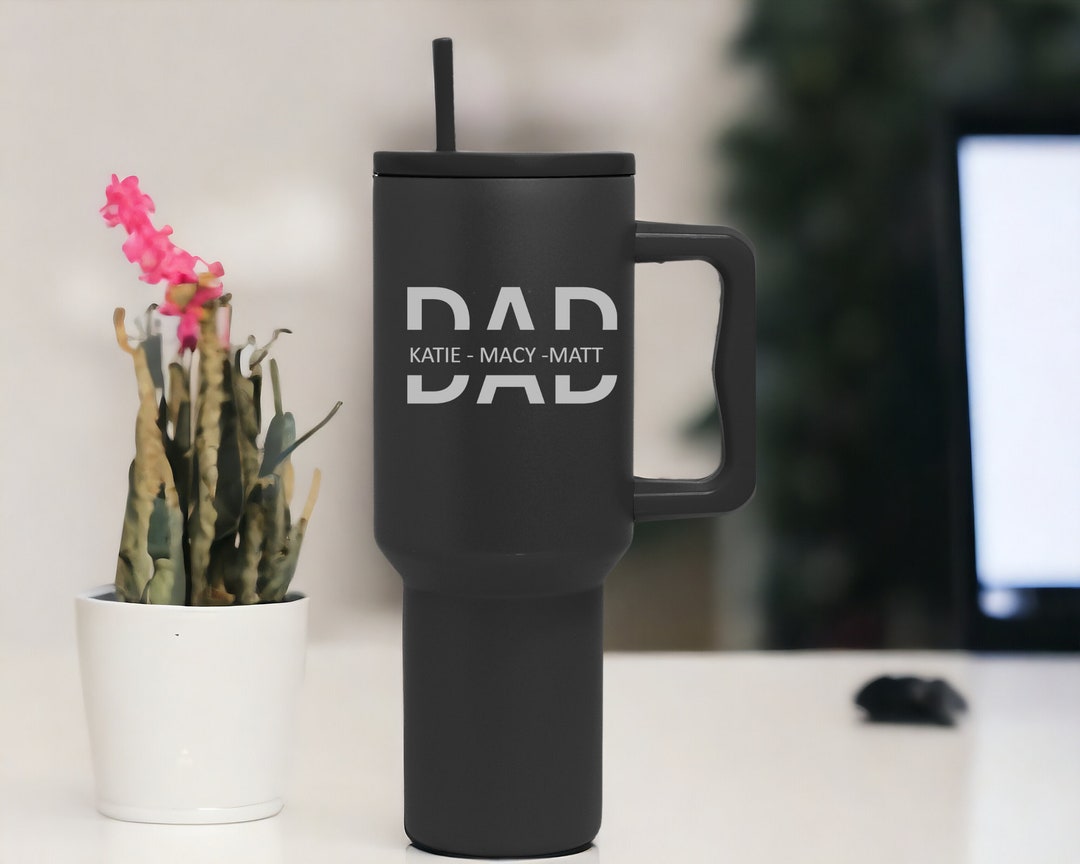Dad Tumbler With Kids Names, Personalized Dad Cup, Daddy Tumbler, Dad ...