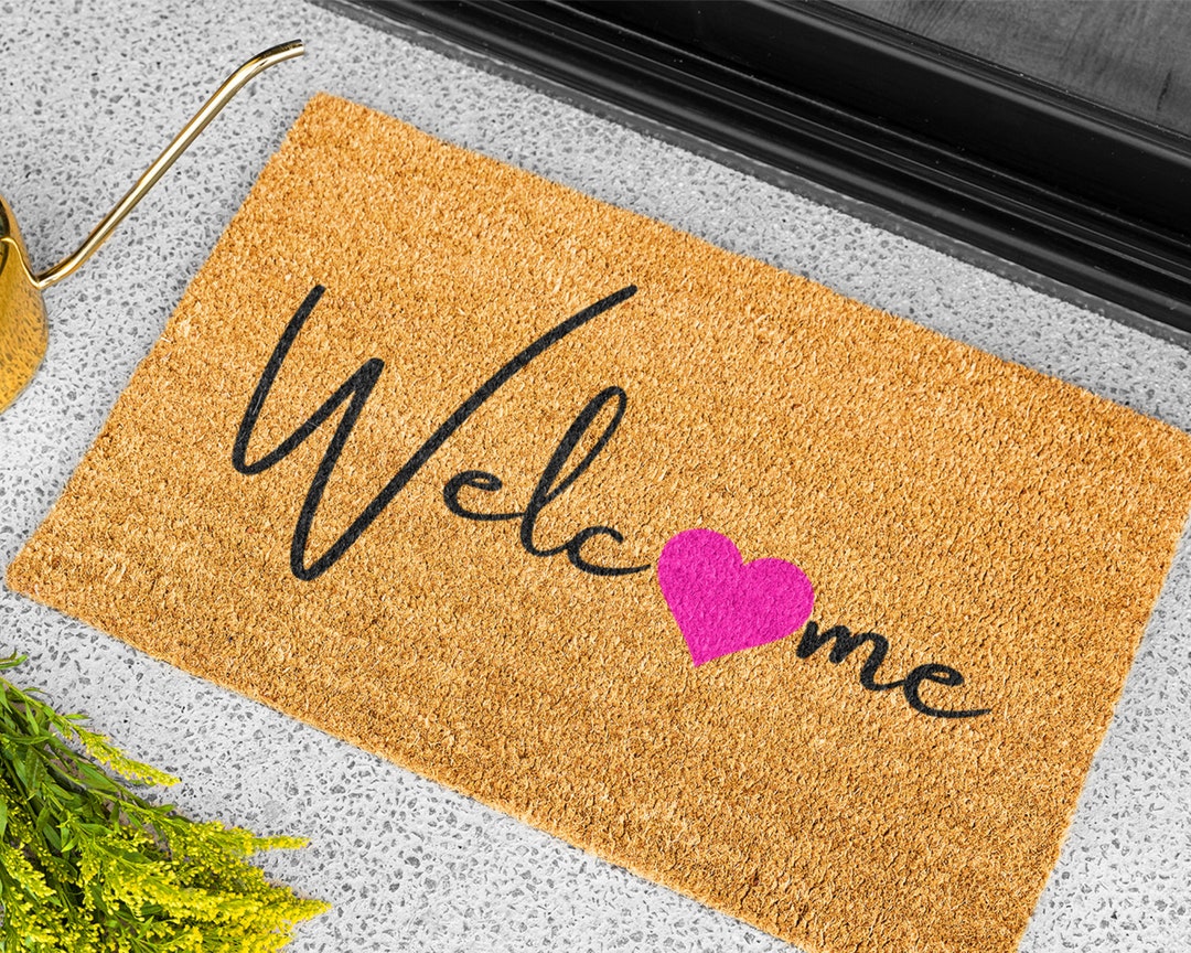 Welcome Mat With Heart, Valentines Doormat, Love Porch Decor ...