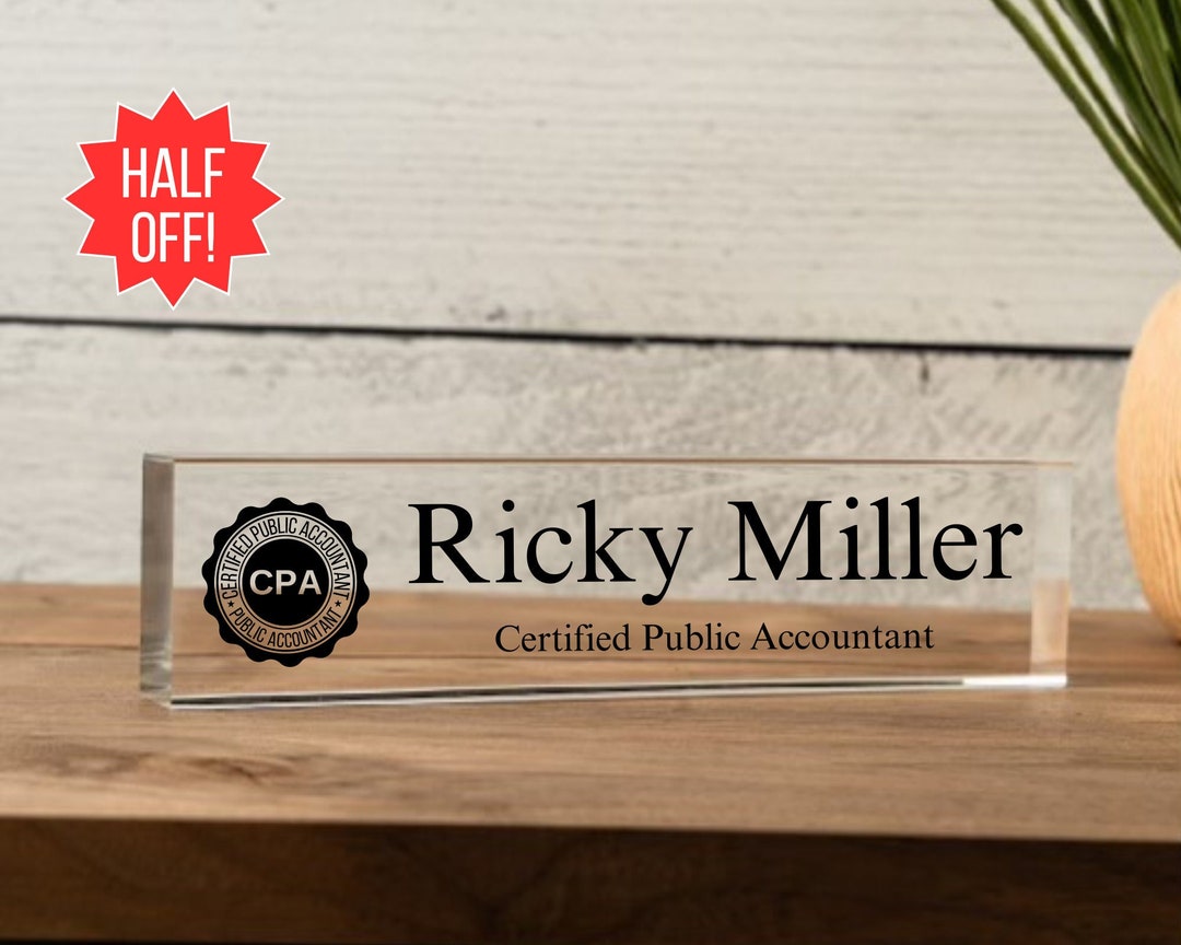 CPA Desk Name Plate, Certified Public Accountant Desk Sign, Acrylic ...