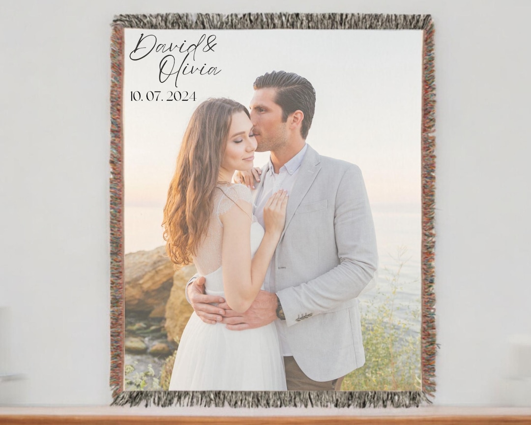 Personalized Photo Custom Tapestry Woven Cotton Throw, Wedding ...