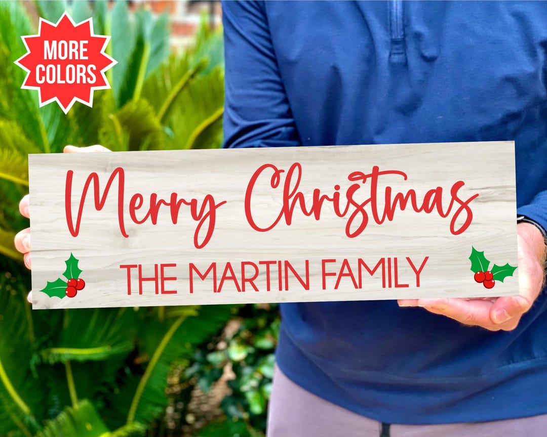 Personalized Christmas Sign, Merry Christmas Sign, Family Name Sign ...
