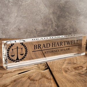 Attorney Office Desk Name Plate, Clear JD Judge Nameplate, Lawyer ...