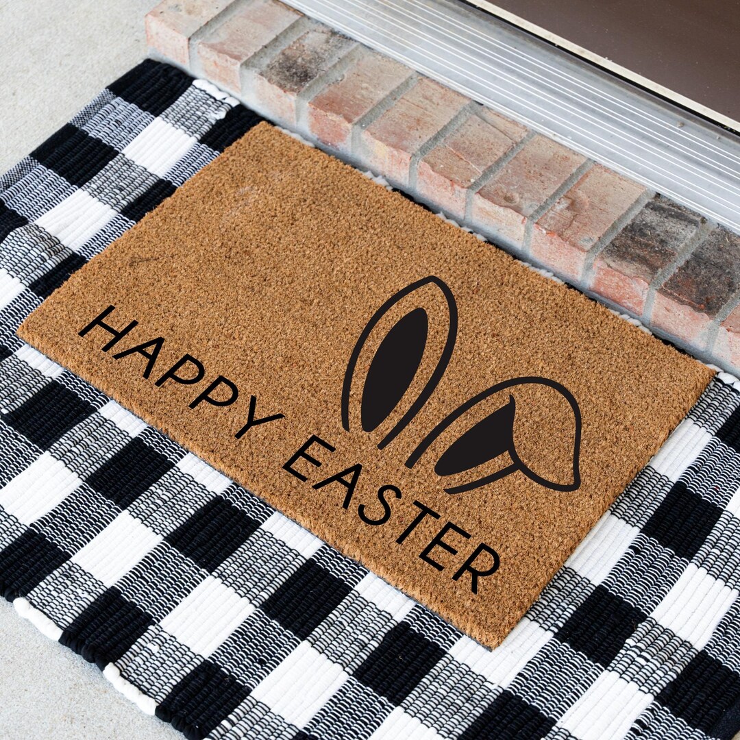 Happy Easter Doormat, Easter Door Mat, Spring Welcome Mat, Easter Decor ...