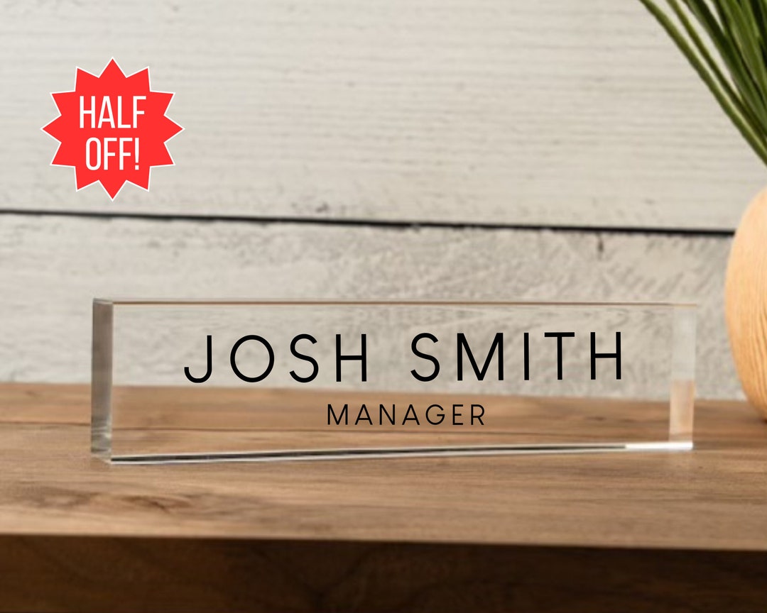 Personalized Acrylic Name Block , Minimal Executive Desk CEO Sign, Job ...