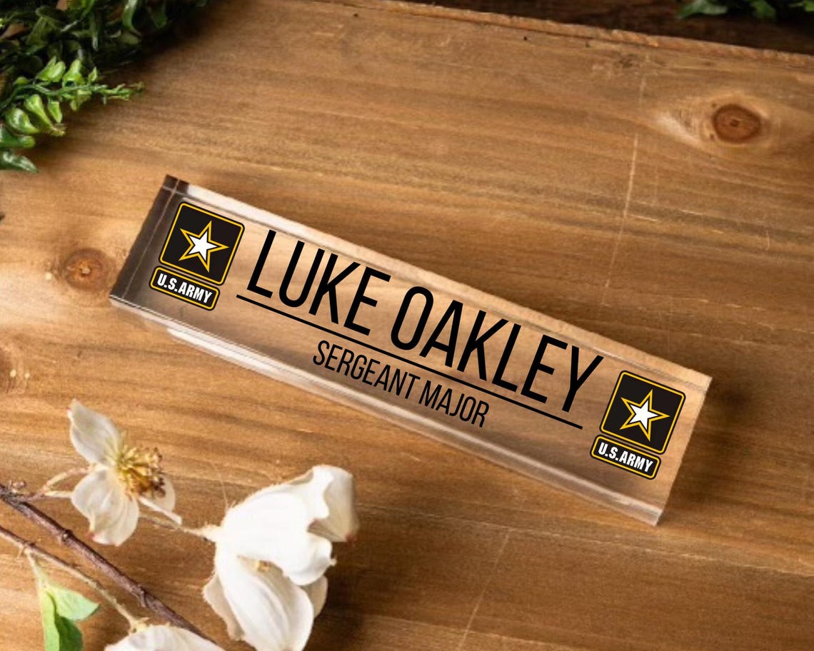Military Desk Name Plate With Rank, Army Desk Decor, Navy Gifts ...