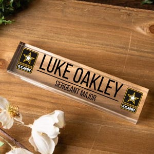 Military Desk Name Plate With Rank, Army Desk Decor, Navy Gifts ...
