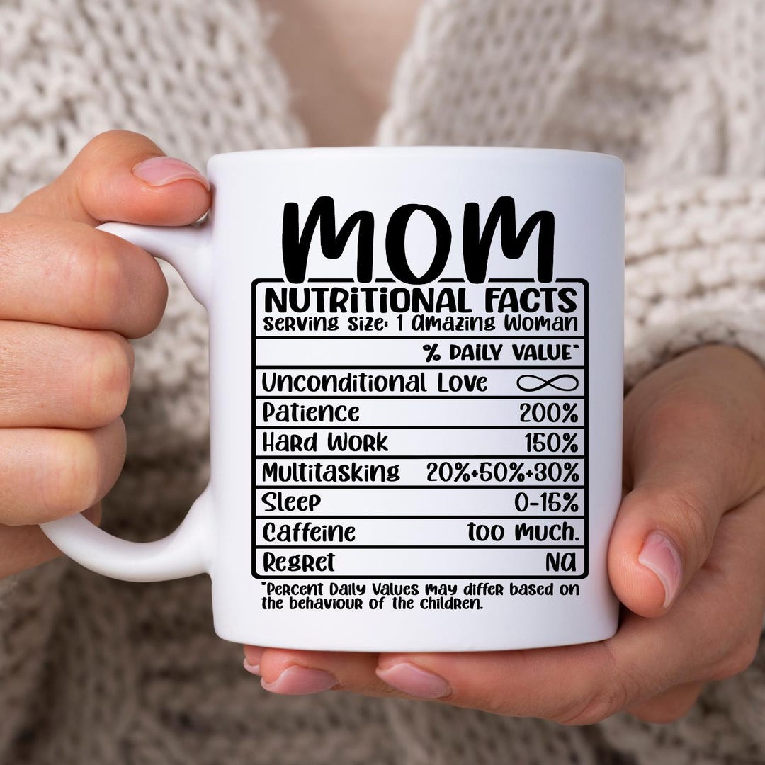 Mom Nutritional Facts Mug, Funny Mom Gifts From Daughter, Cute Mom ...