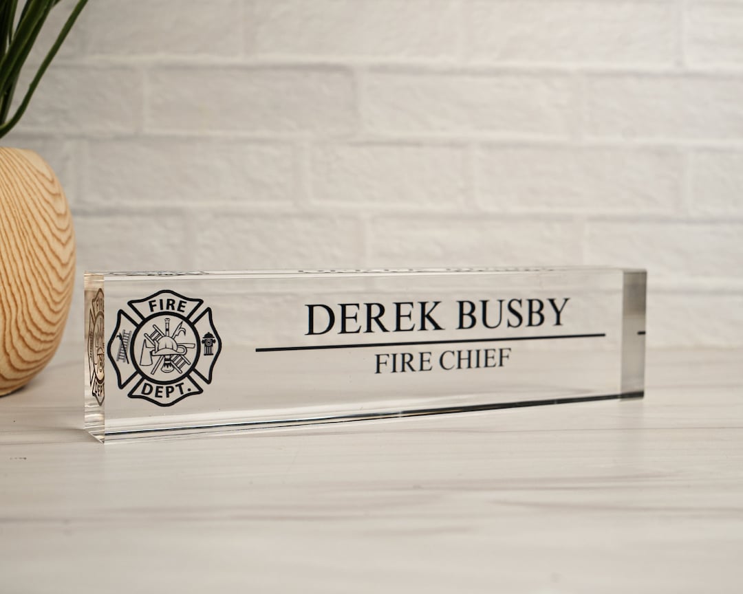 Fireman Desk Name Plate, Fireman Gift, Fire Fighter Gifts, Fire Chief ...