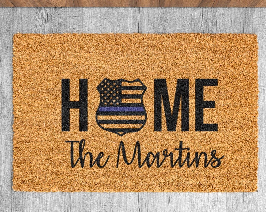 Personalized Police Family, Last Name Doormat, HOME Police Doormat ...