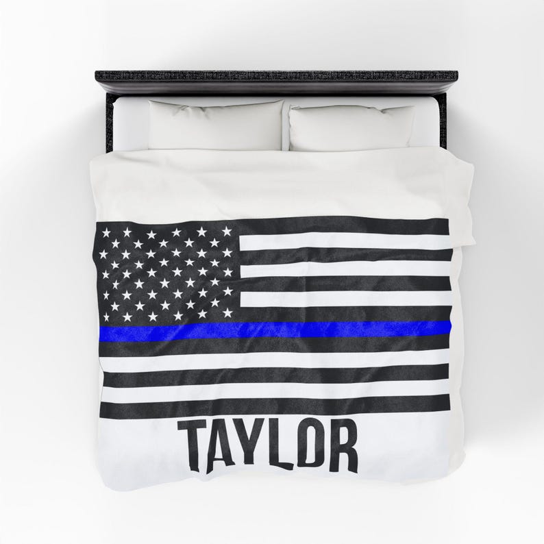 Personalized Thin Blue Line Blanket, Custom Police Blanket, Customized ...