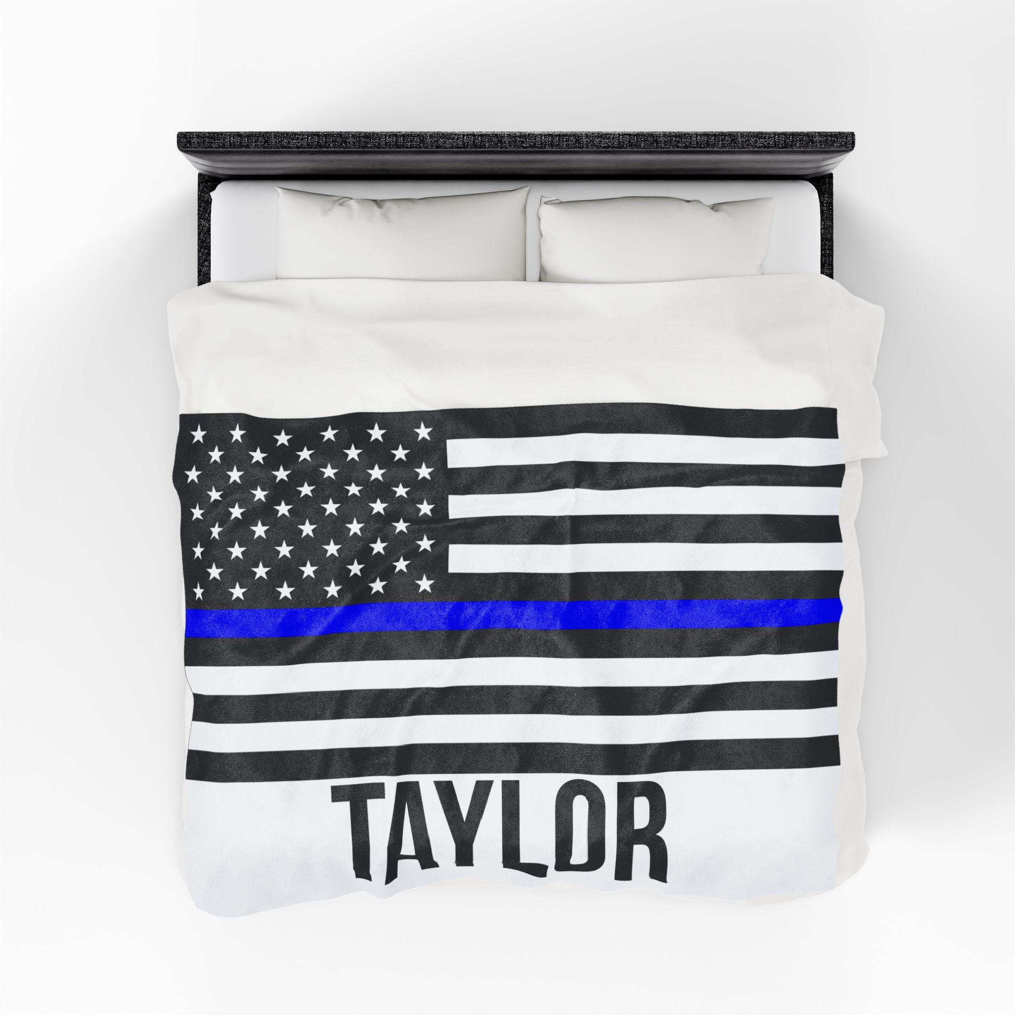Personalized Thin Blue Line Blanket, Custom Police Blanket, Customized ...