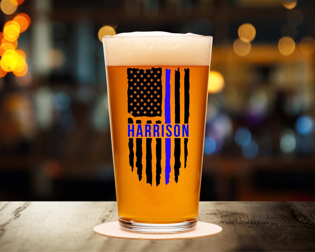Personalized Police Beer Glass, Thin Blue Line Gifts, Police Officer ...