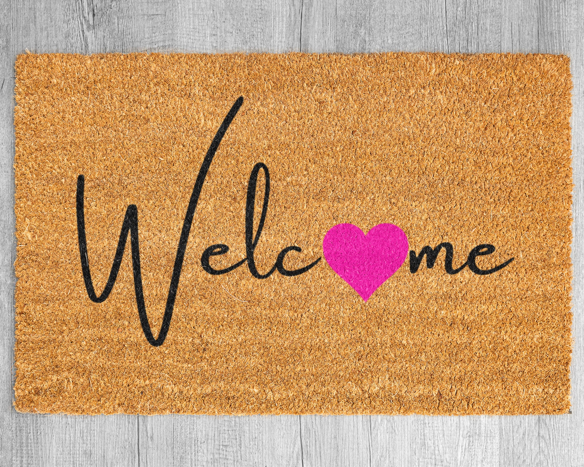 Welcome Mat With Heart, Valentines Doormat, Love Porch Decor ...