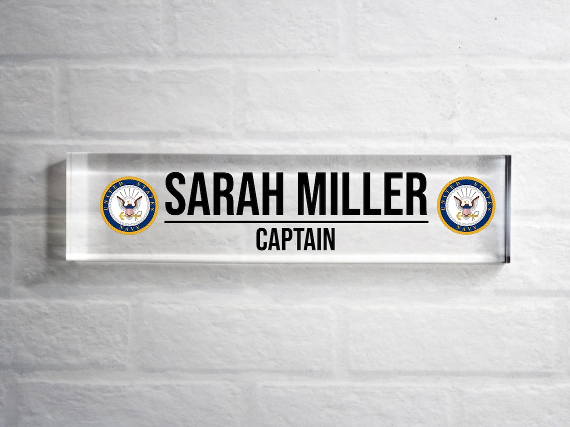 Military Desk Name Plate With Rank, Army Desk Decor, Navy Gifts ...