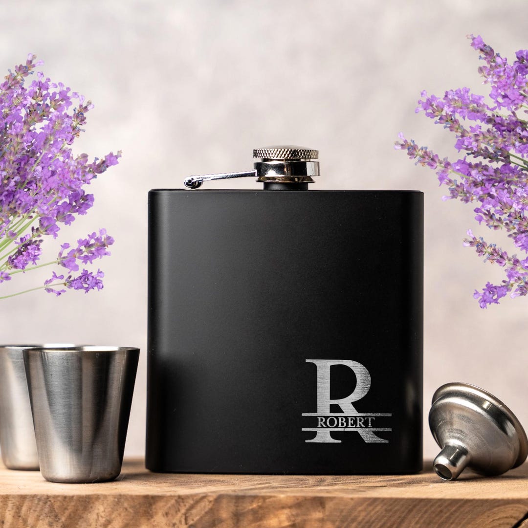 Personalized Flask Set With Shot Glasses, Groomsmen Flask Set, Engraved ...