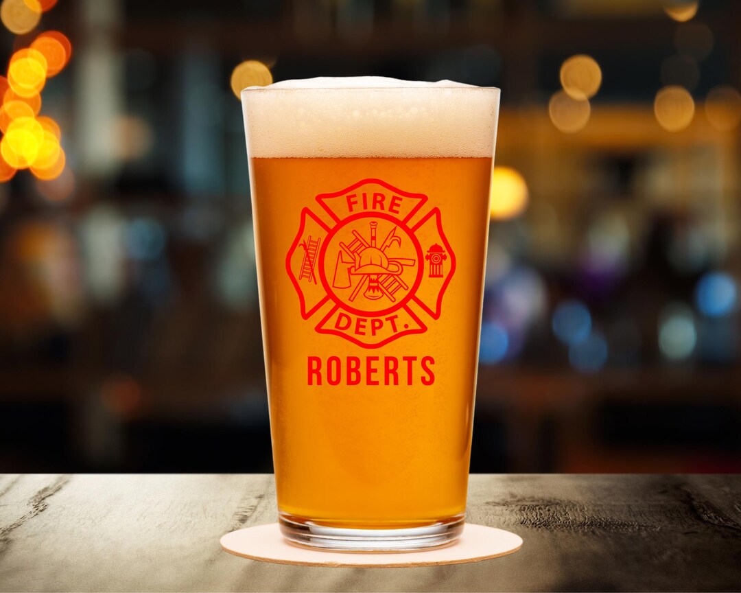 Personalized Firefighter Beer Glass, Firefighter Gift, Fireman Gift ...