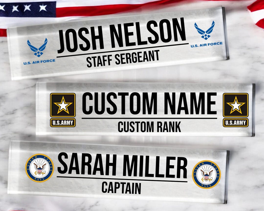Military Desk Name Plate With Rank, Army Desk Decor, Navy Gifts ...
