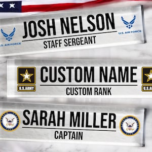 Military Desk Name Plate With Rank, Army Desk Decor, Navy Gifts ...