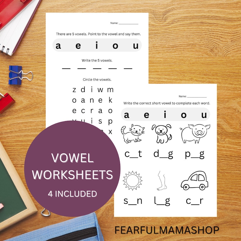 K-2 Vowel Worksheets | 4 PDF Worksheets Included | Learning Vowels ...