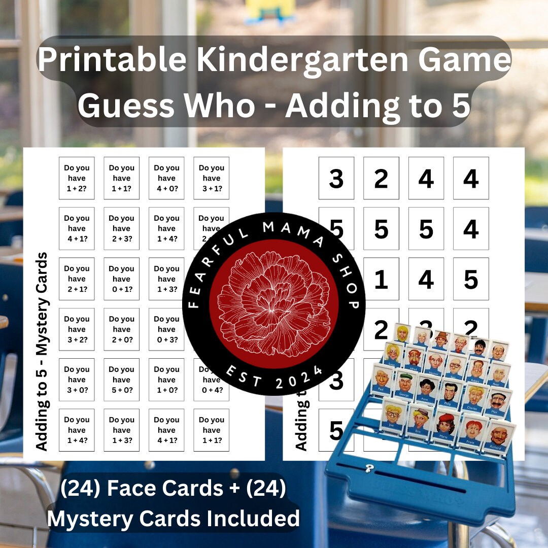 Printable Kindergarten Math Game | Adding to 5 | Guess Who - Etsy