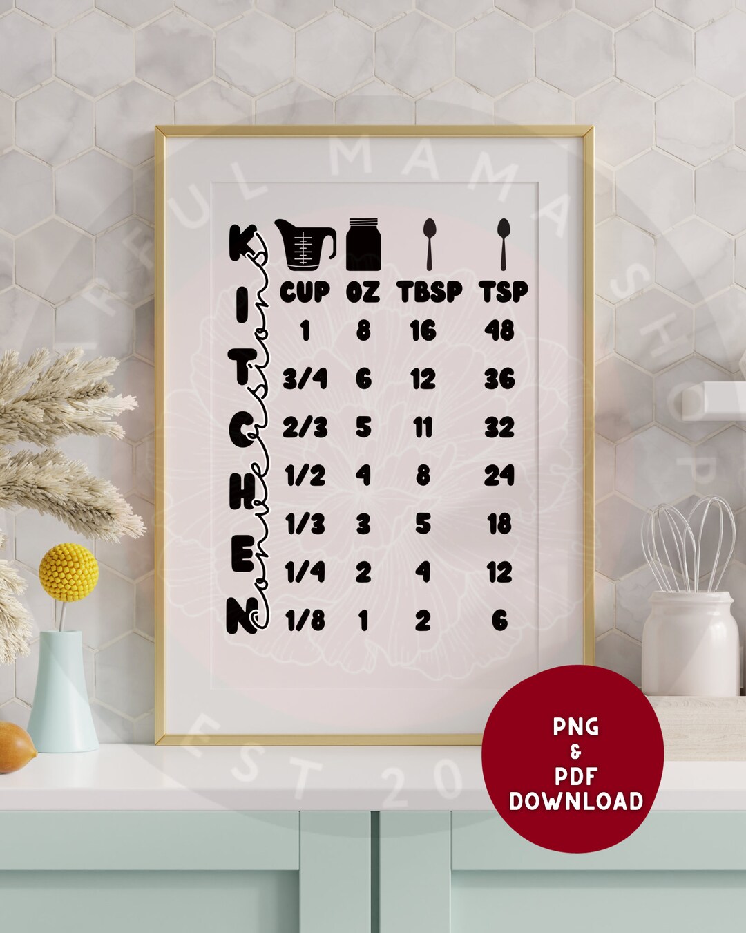 BOLD Kitchen Conversion Chart | PNG & PDF Download | 8"x10" - Etsy