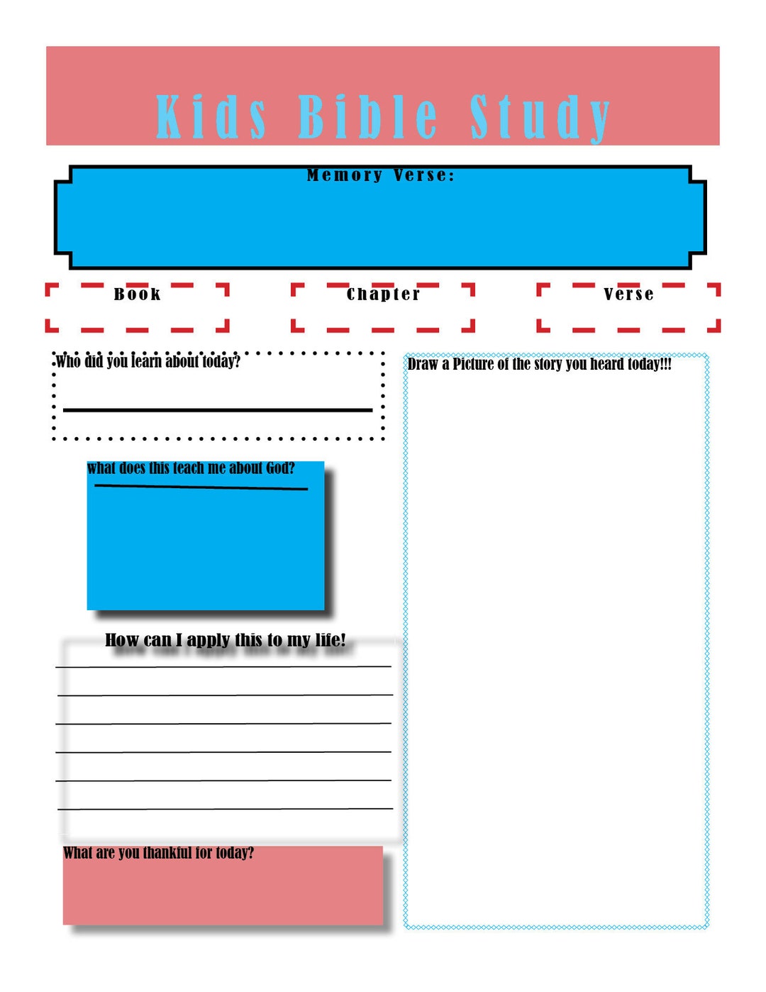 Kids Bible Study Work Sheet - Etsy