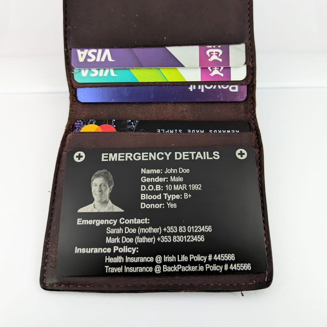 Medical Emergency ID Card, Emergency Contact Information, Medical ...