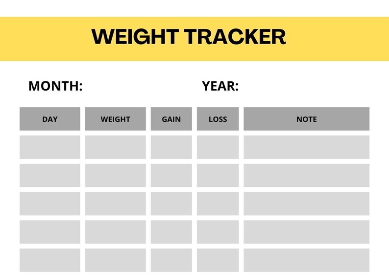 Weight Tracking Sheet - Etsy