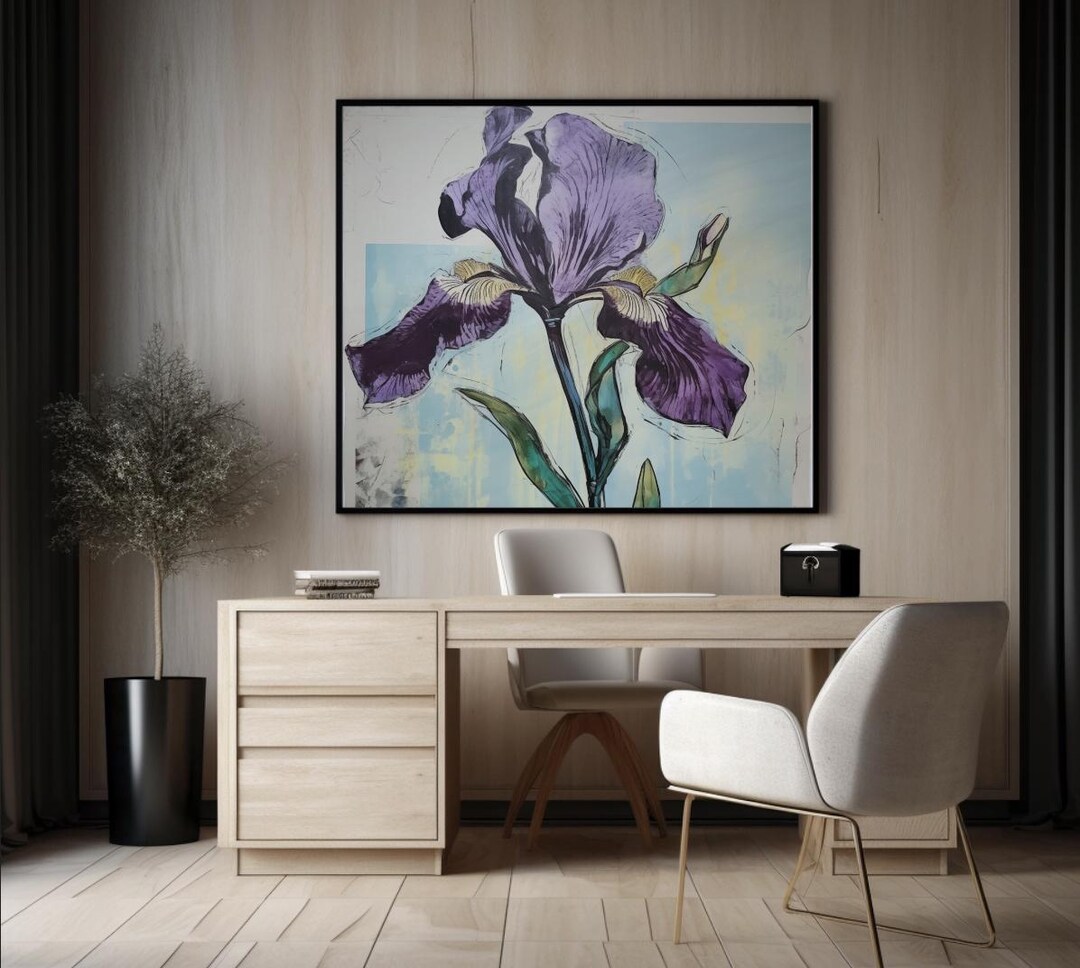 Iris ~ After Warhol Wall Art, Large Contemporary Screenprint Painting ...