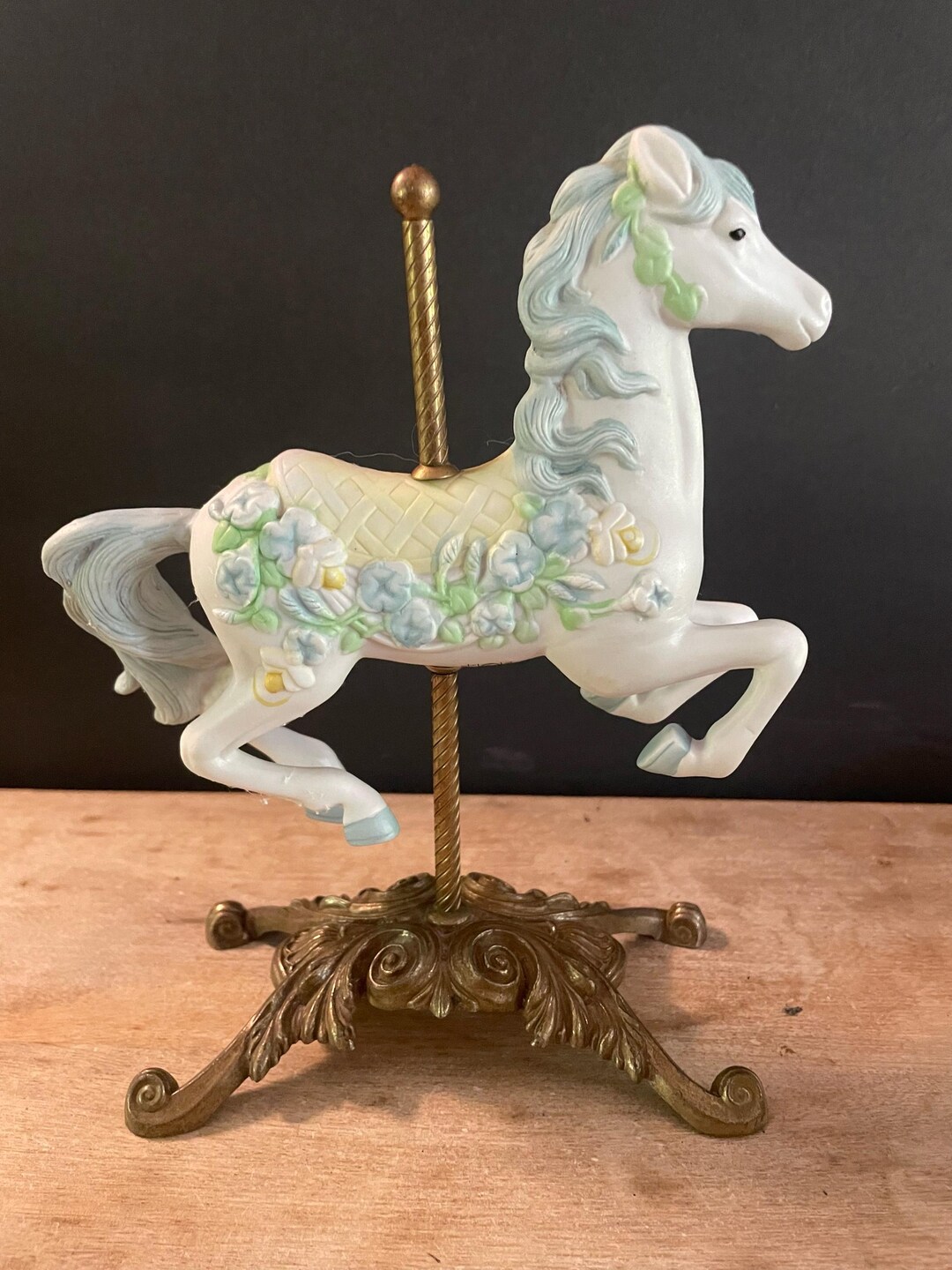 Vintage GIFTEC Carousel Horse Brass Base Porcelain Collectors Item 1990 ...