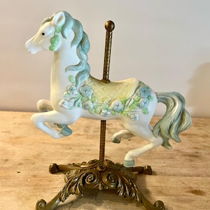Vintage GIFTEC Carousel Horse Brass Base Porcelain Collectors Item 1990 ...