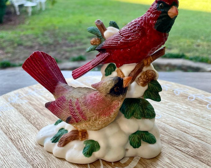 Vintage 1998 Porcelain Birds "cardinal Gathering" Figurine 1998 Home ...