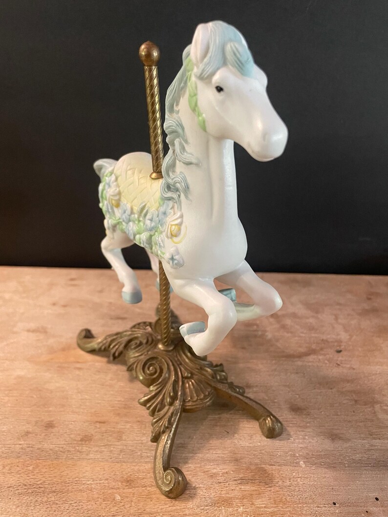 Vintage GIFTEC Carousel Horse Brass Base Porcelain Collectors Item 1990 ...