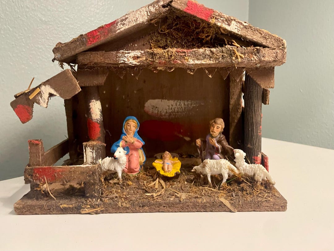 Vintage Italian Nativity Set Hand Painted, Made in Italy, Primitive ...