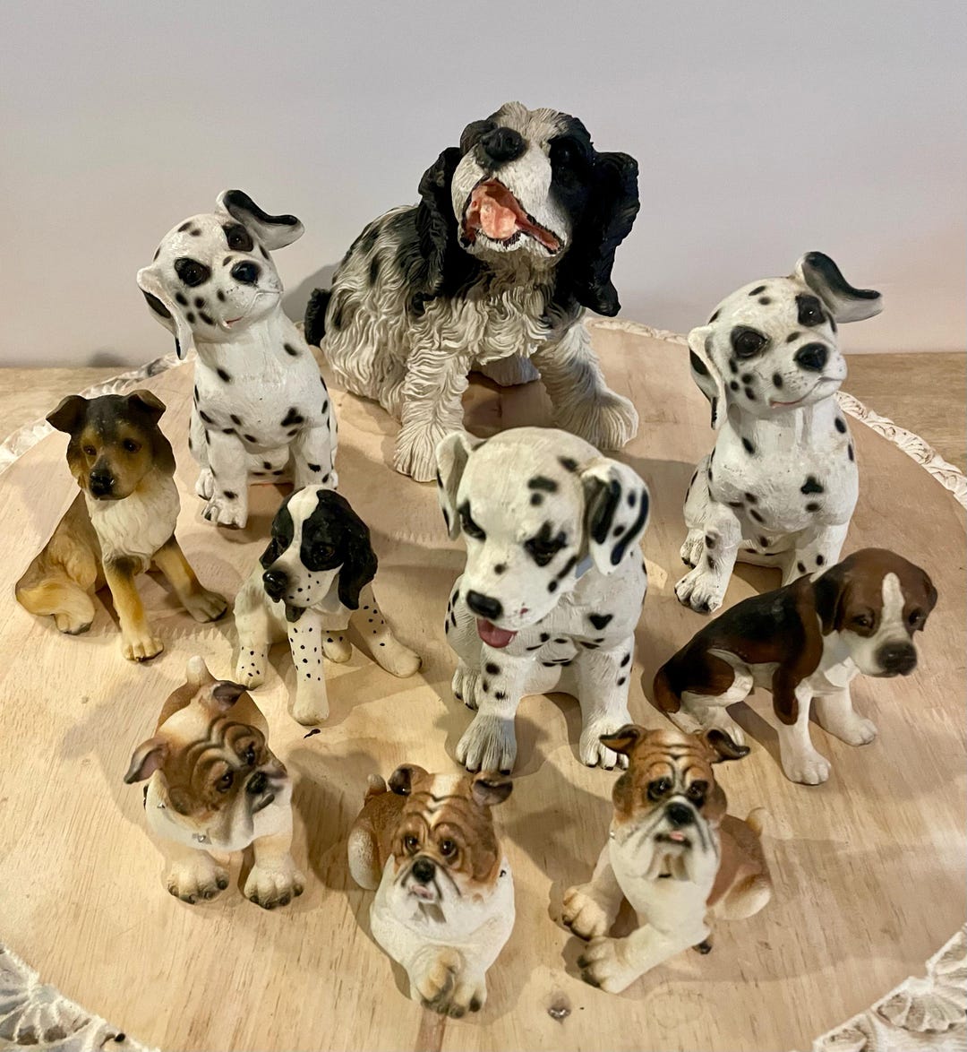 Resin Dog Figurines: Dalmatian, Bulldog, Spaniel, Collie, Beagle - Etsy