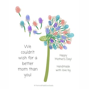 Mother's Day Dandelion Wish Fingerprint Art / Singular & Plural I/we ...