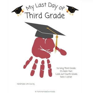 Third Grade End of School Year Certificate Handprint Art / Elementary ...