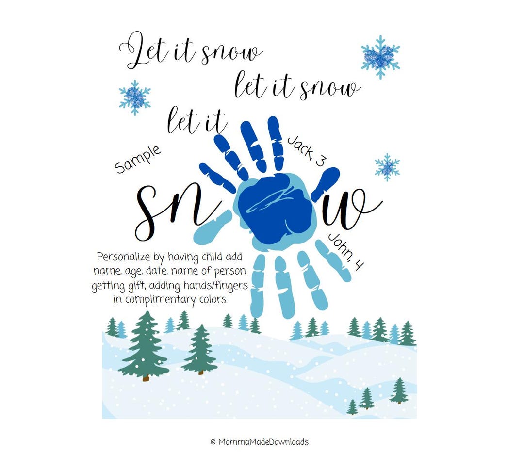 Winter Snowflake Handprint Fingerprint Footprint Keepsake Art ...
