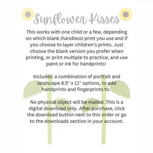 Sunflower Kisses Handprint Fingerprint Keepsake Craft / Singular and ...