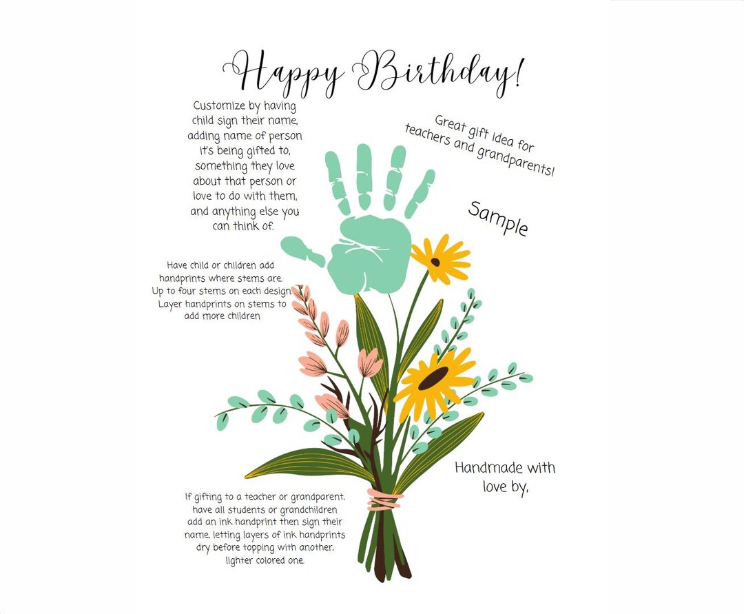 Tri-color Birthday Handprint Art / Giftable Keepsake Craft / Teacher ...
