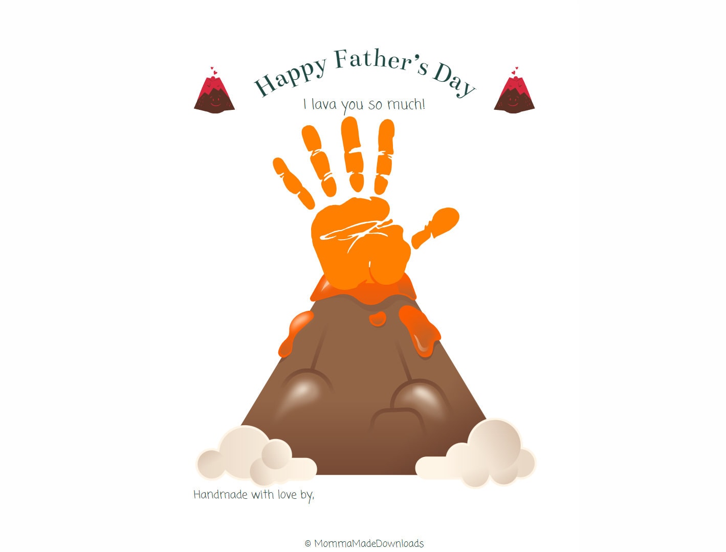 Father's Day Handprint Volcano Craft: I/we Lava You Keepsake (PDF ...