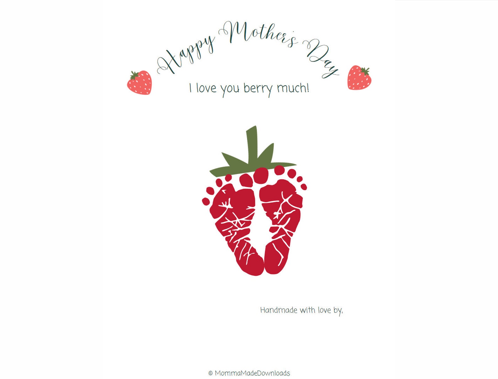 Mother's Day Berry Handprint Footprint Art / Small Large Stem & I/we ...